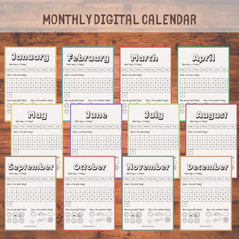 12 Printable Preschool Calendar Worksheet Pages | Month, Day, Date ...