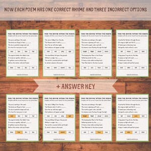 Rhyming Poems Worksheets, Complete the Verses, Poem Completion Exercise ...