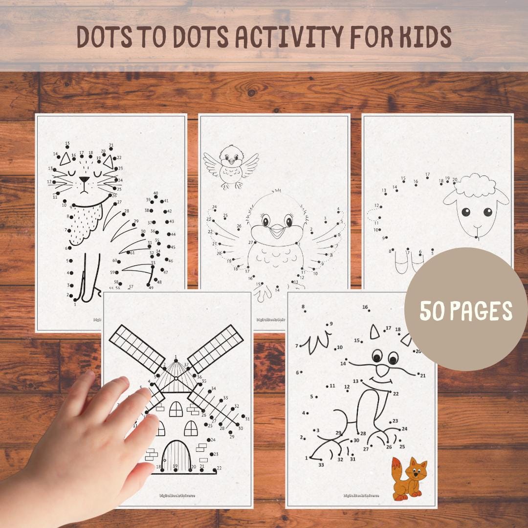 50 Pages Dot to Dot Worksheets for Kids | Fun Educational Activity ...