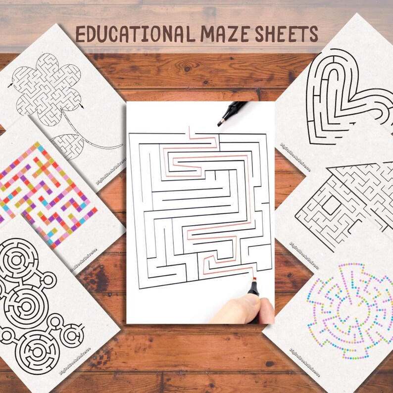 50 Maze Worksheets Bundle Printable Activity Sheets for Children and ...