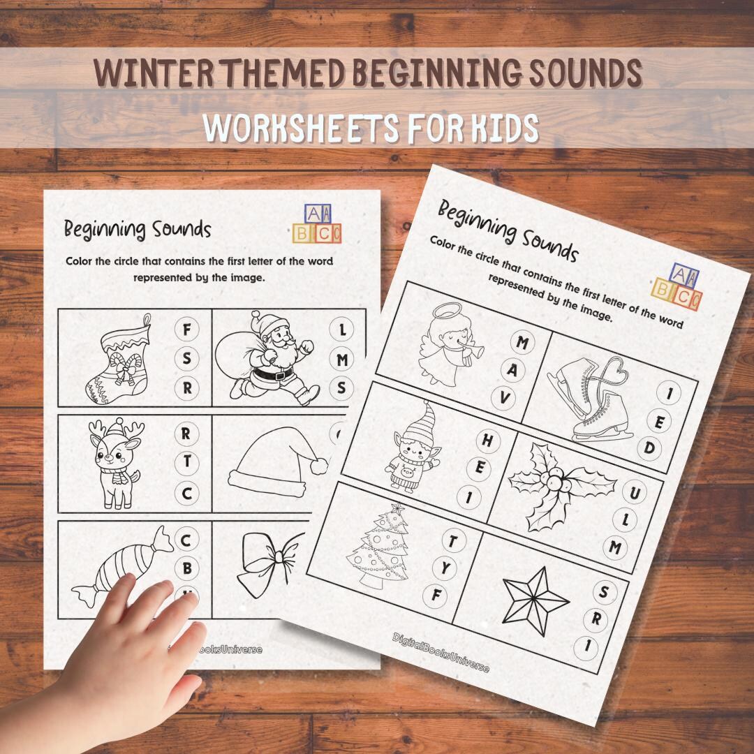 Winter Phonics Worksheets for Kids Fun Beginning Sounds Activities to ...