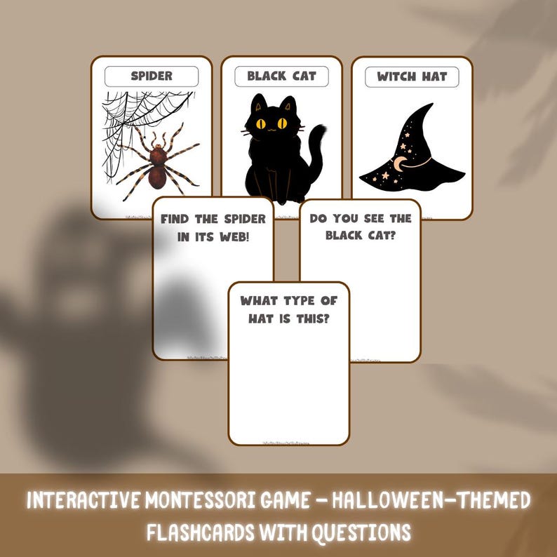 Interactive Montessori Learning Game Halloween-themed Flashcards With ...