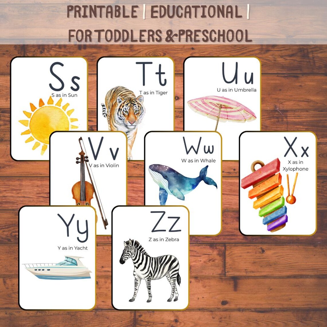 26 ABC Flash Cards, Educational Cards, A-Z Cards, Learn Abcs, Alphabet ...