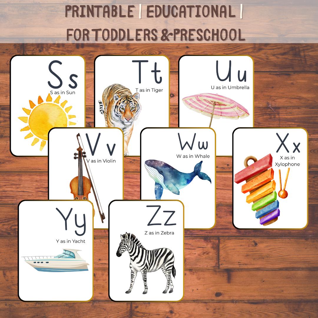 26 ABC Flash Cards, Educational Cards, A-Z Cards, Learn Abcs, Alphabet ...