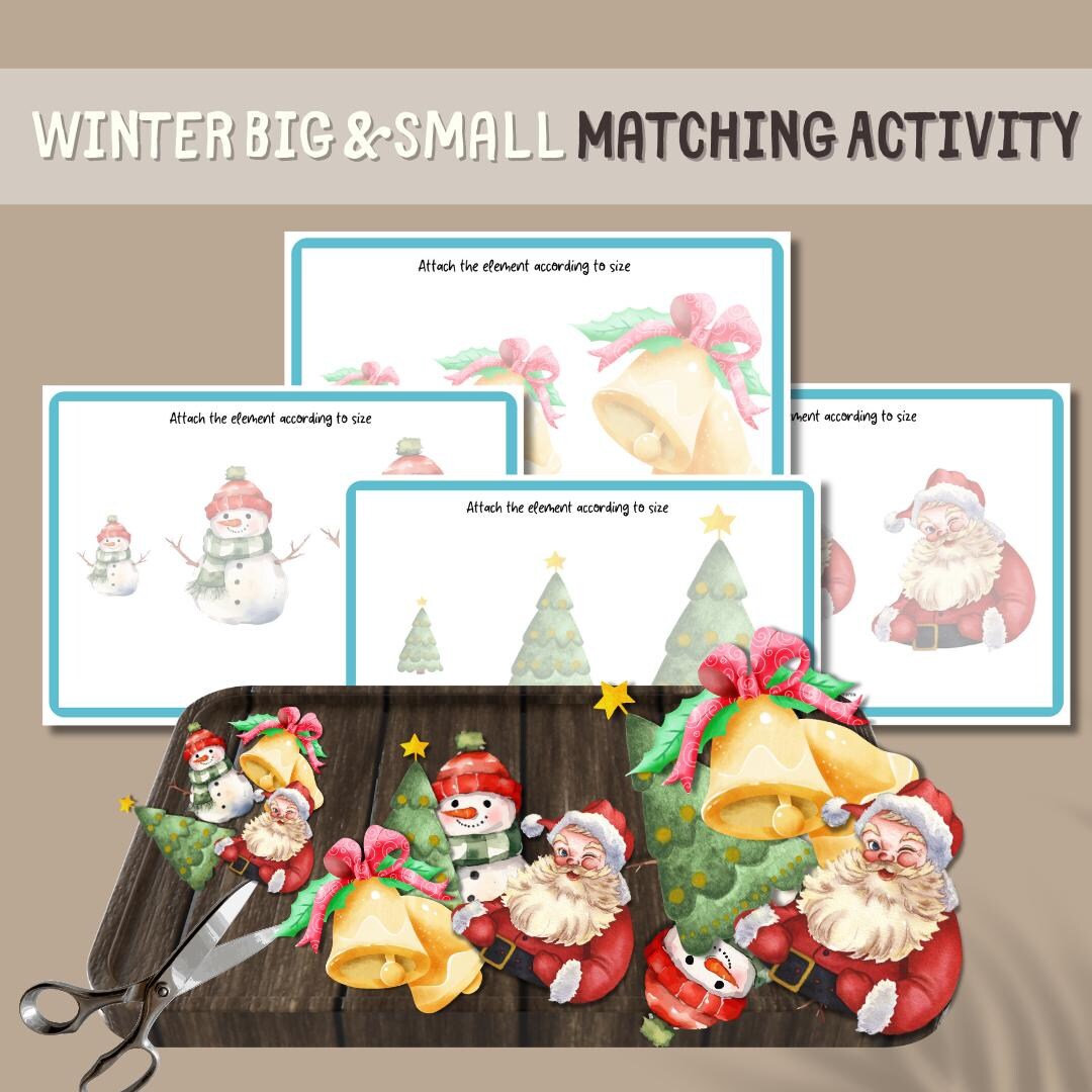 Montessori Winter Big & Small Matching Activity 10 Pages Educational ...