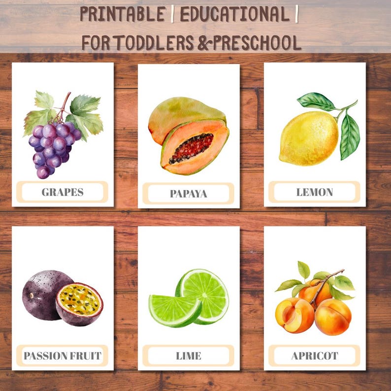 30 Fruits Cards, Fruits Flashcards, Printable Real Pictures Flashcards ...