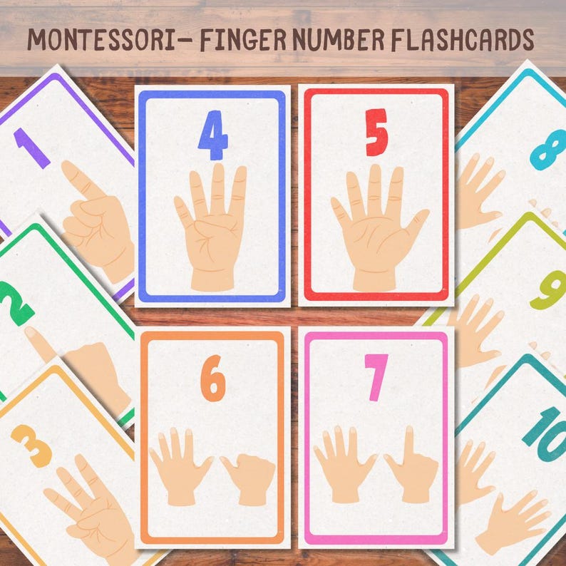 Tarjetas didácticas imprimibles con números de dedos, aprendizaje ...