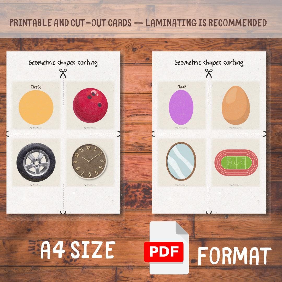 Montessori Geometric Shape Sorting Cards, Early Education, Printable ...