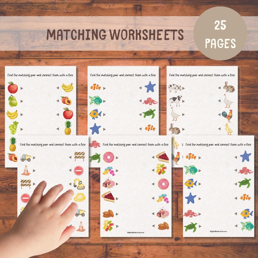 25 Matching Worksheet Kids,kindergarden,tools Preschool Activity ...