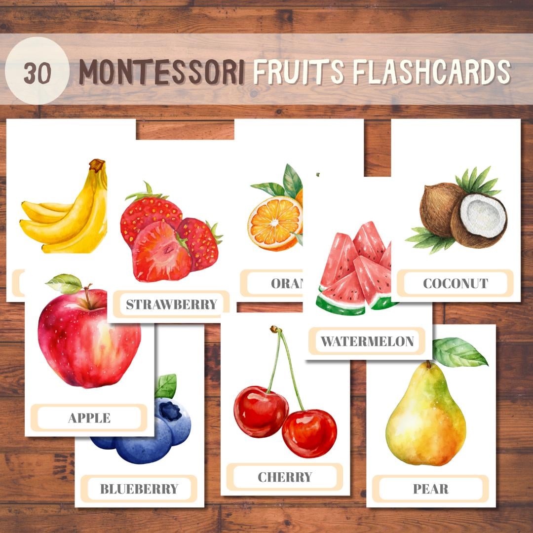 30 Fruits Cards, Fruits Flashcards, Printable Real Pictures Flashcards ...