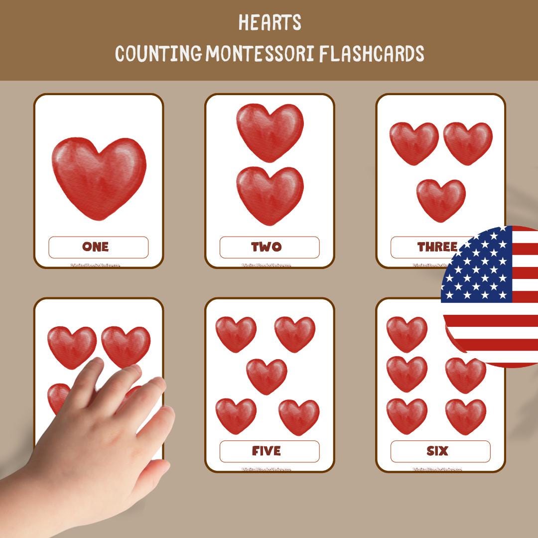 Heart Flashcards Montessori Activity, Homeschooling, Hearts, Learn ...