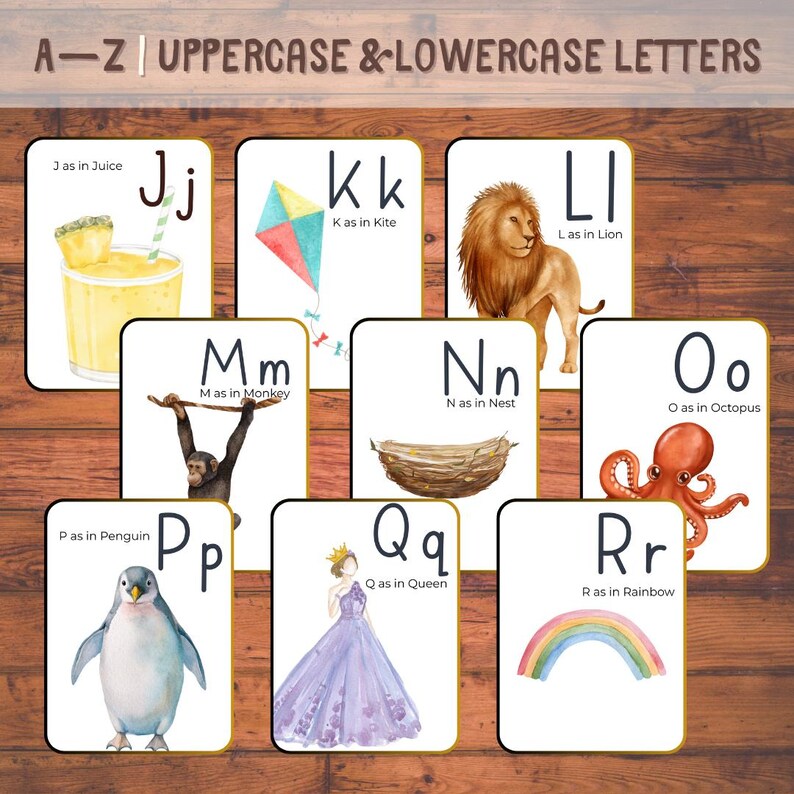 26 ABC Flash Cards, Educational Cards, A-Z Cards, Learn Abcs, Alphabet ...