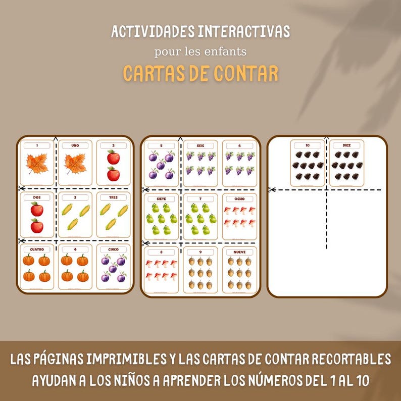 Tarjetas De Números De Otoño Imprimibles Montessori, Estudio Temático ...