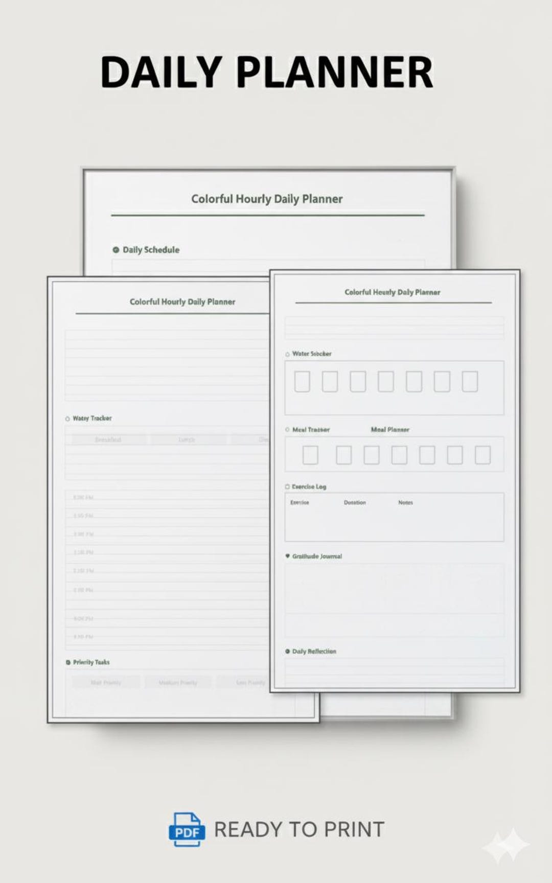 Colorful Hourly Daily Planner With Task Priorities and Notes - US ...