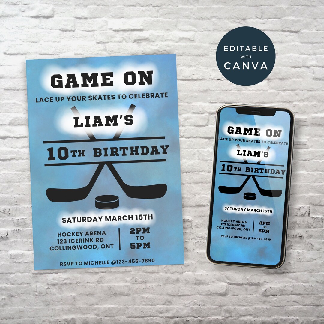 Hockey Birthday Invitation: Editable Party Invite (instant Download) - Etsy