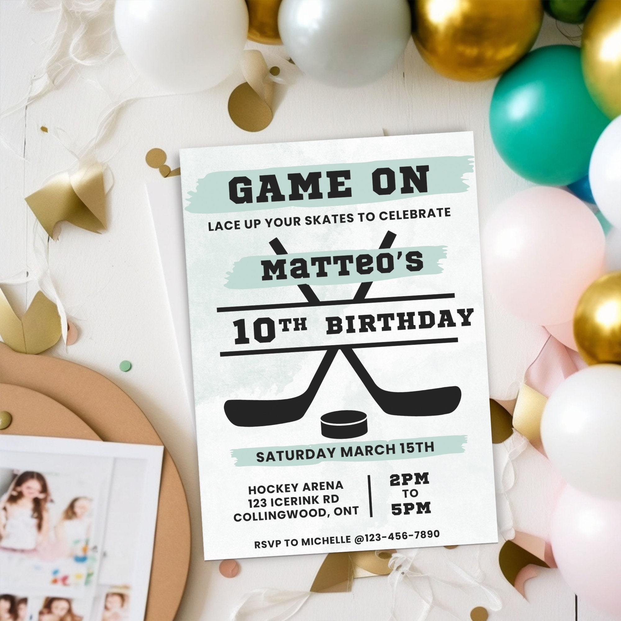 Hockey Birthday Invitation, Hockey Party Invite, Hockey Theme Birthday ...