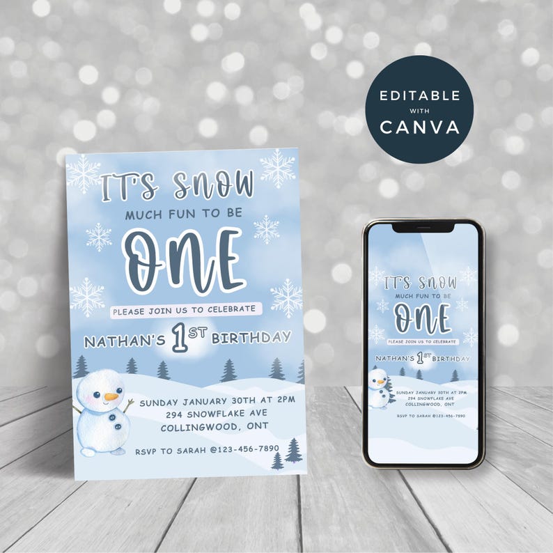 It's Snow Much Fun to Be One, First Birthday Invitation, Winter ...