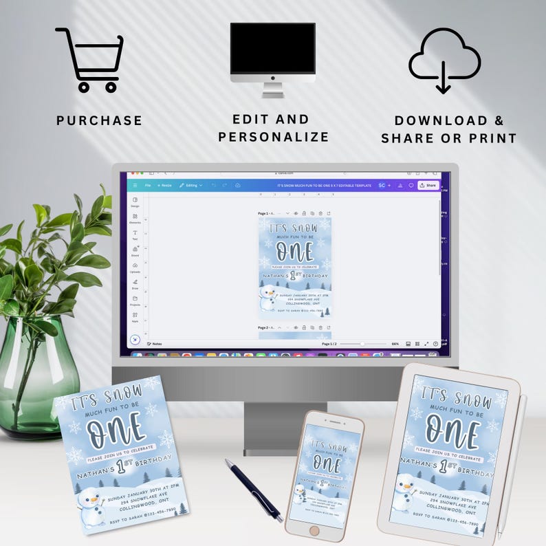 It's Snow Much Fun to Be One, First Birthday Invitation, Winter ...