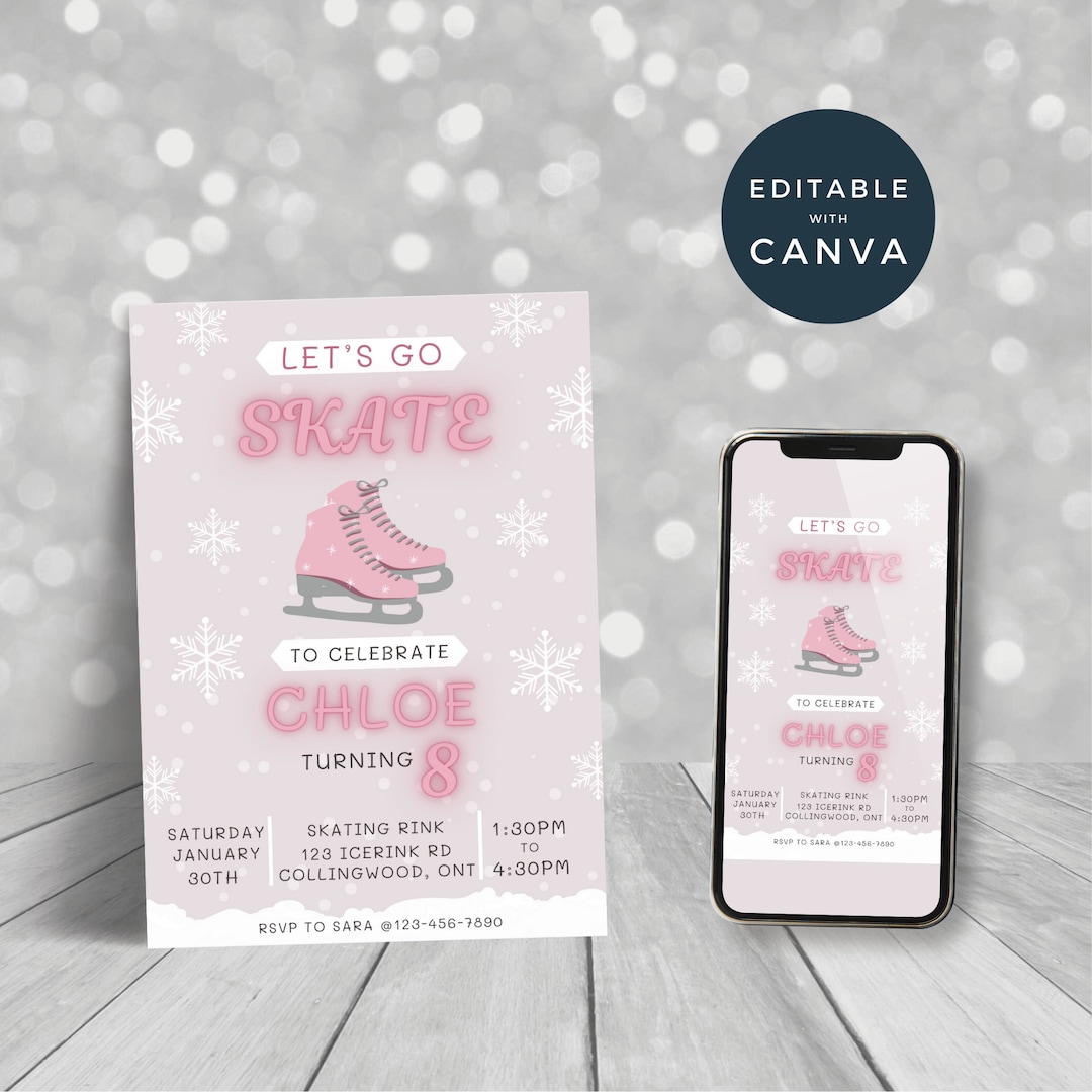 Let's Skate to Celebrate, Skating Birthday, Skating Birthday Theme ...