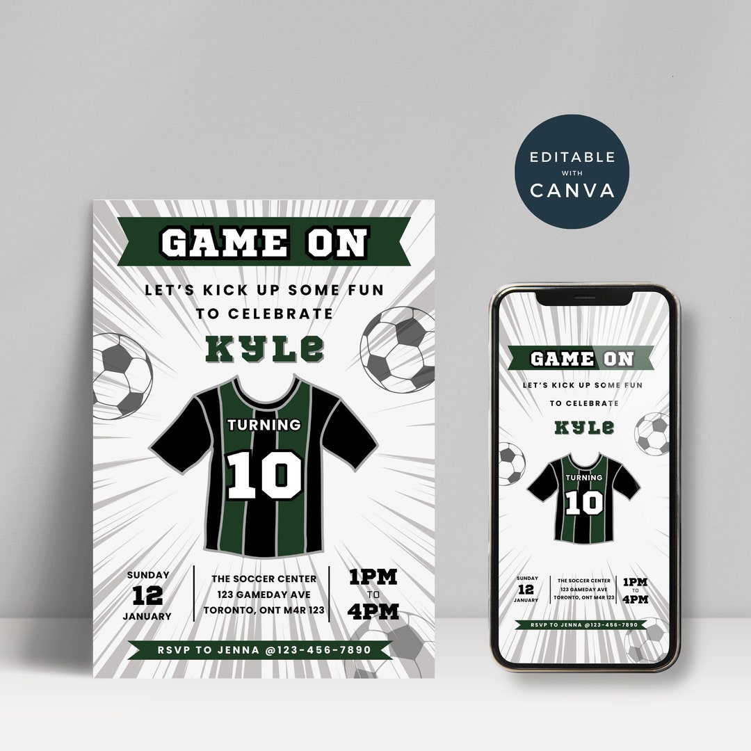 Soccer Birthday Party Invitation, Soccer Birthday, Soccer Birthday ...