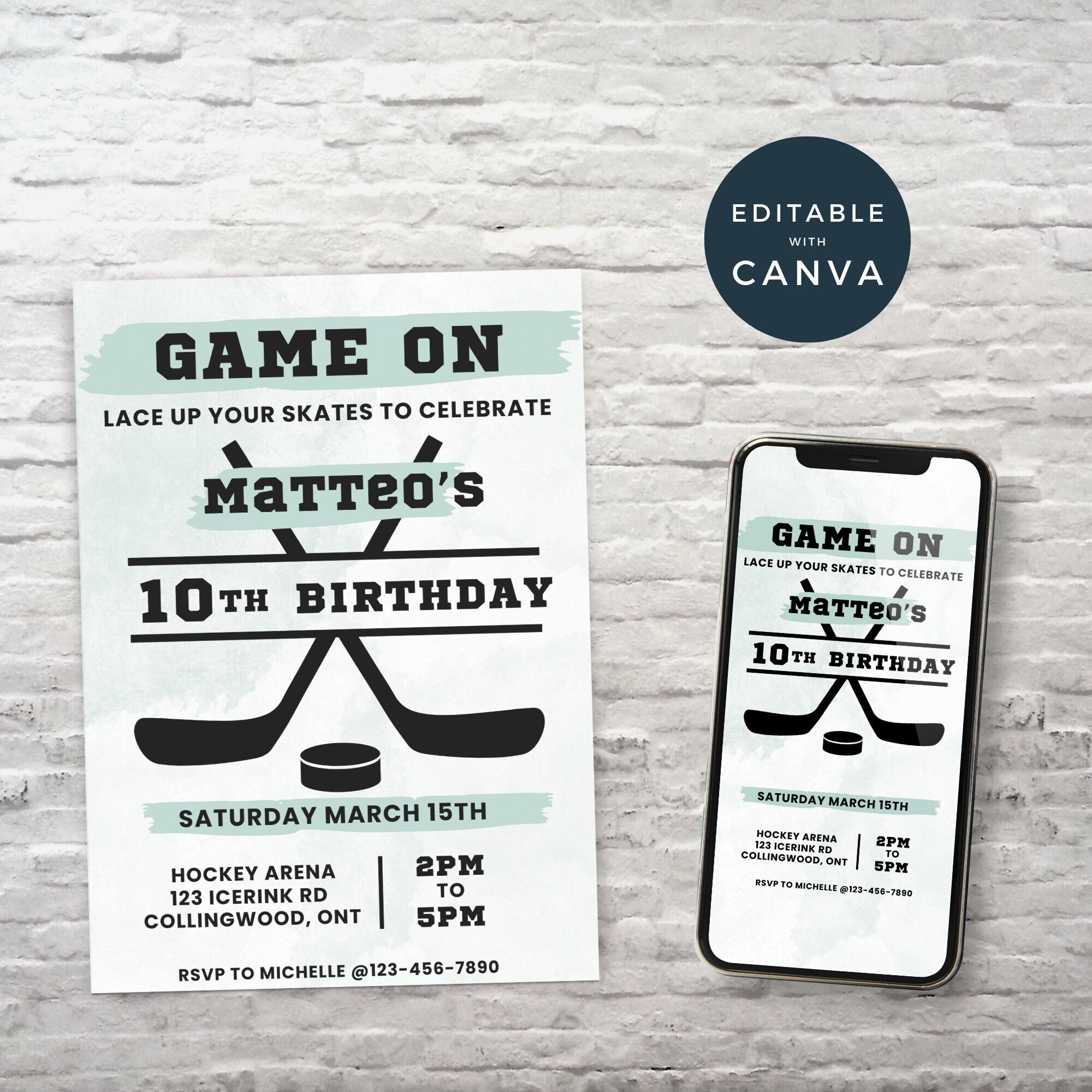 Hockey Birthday Invitation, Hockey Party Invite, Hockey Theme Birthday ...