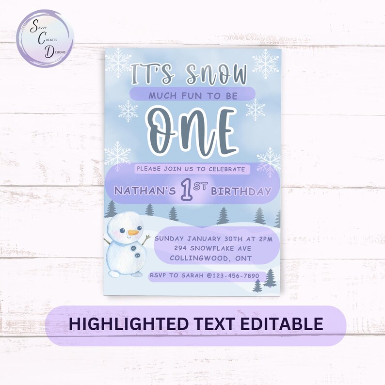 It's Snow Much Fun to Be One, First Birthday Invitation, Winter ...