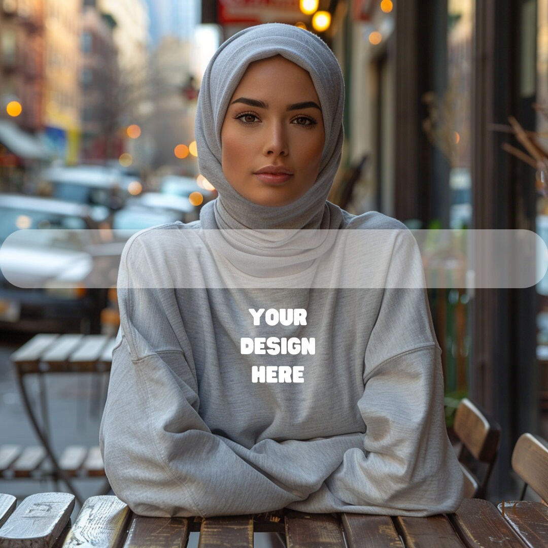 Stylish Hijabi Mockup: Outdoor Print-on-demand Design (JPEG) - Etsy