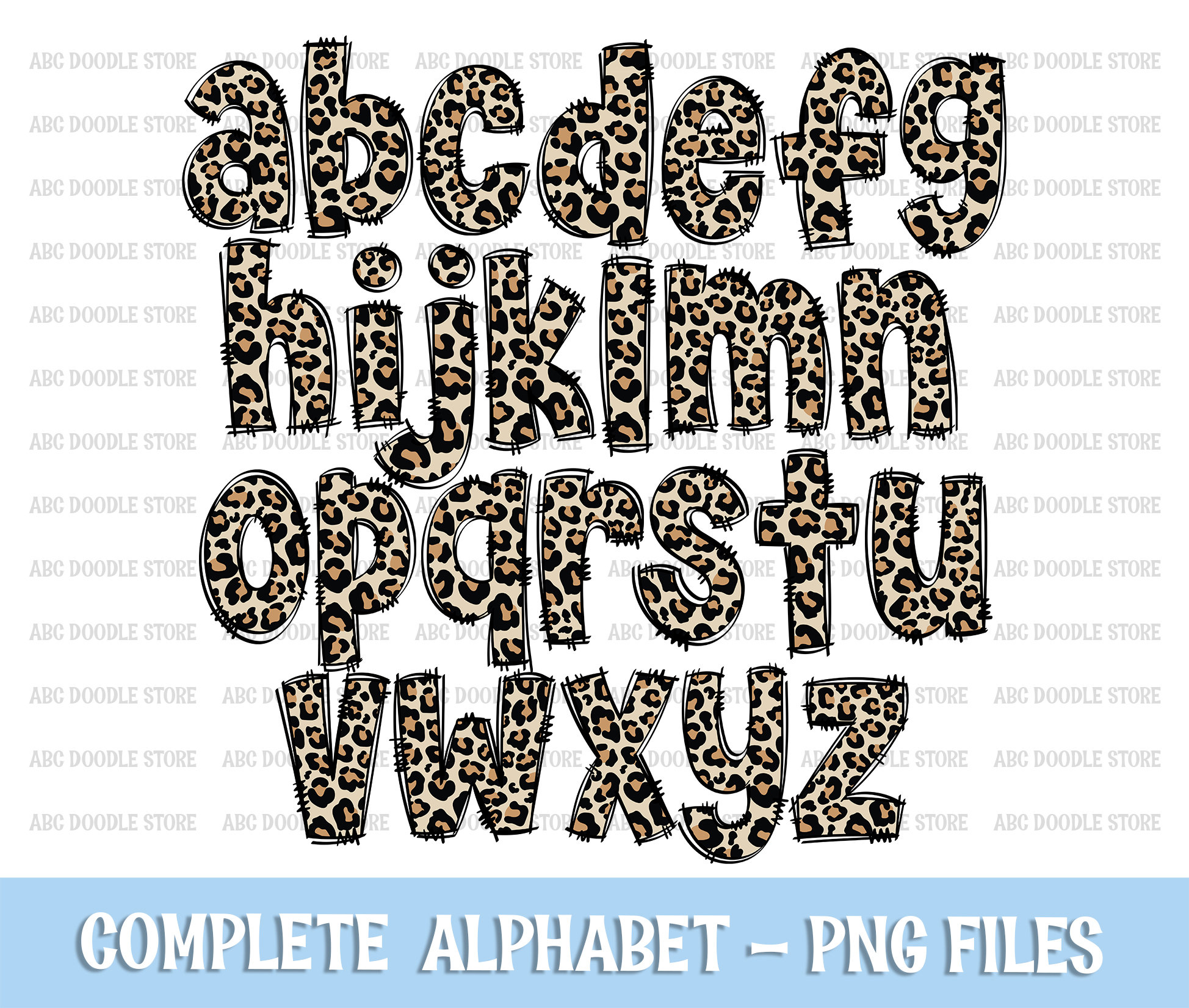 Leopard Alphabet Doodle Set PNG, Leopard Print Doodle Letters, Doodle ...