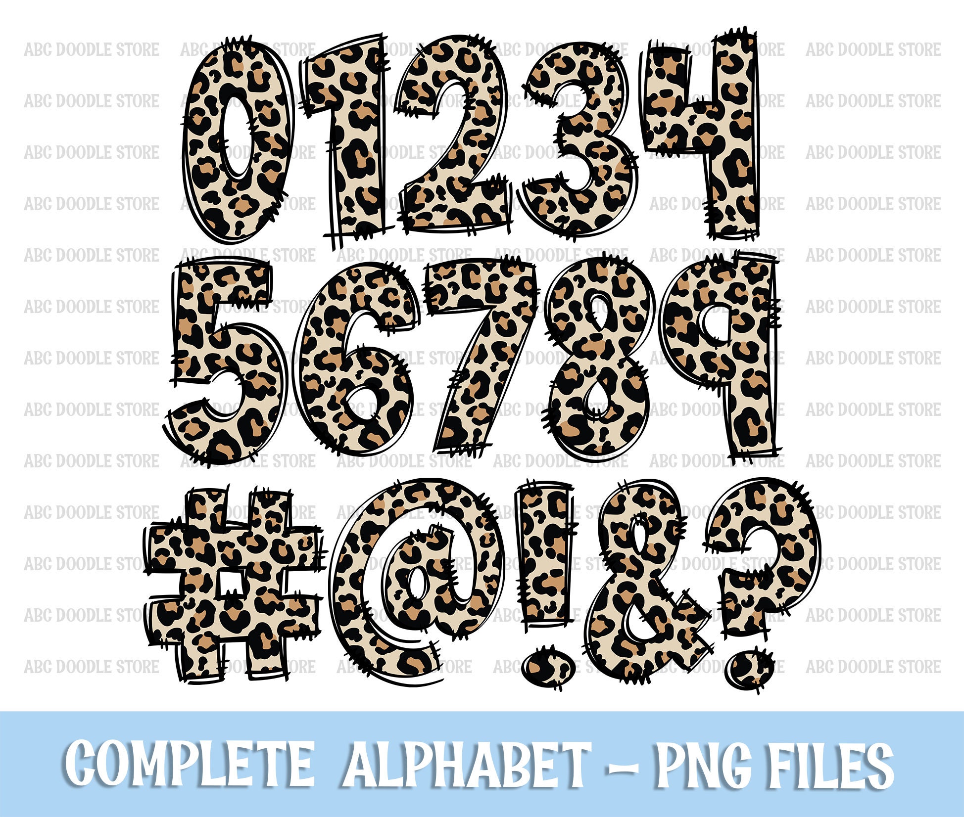 Leopard Alphabet Doodle Set PNG, Leopard Print Doodle Letters, Doodle ...