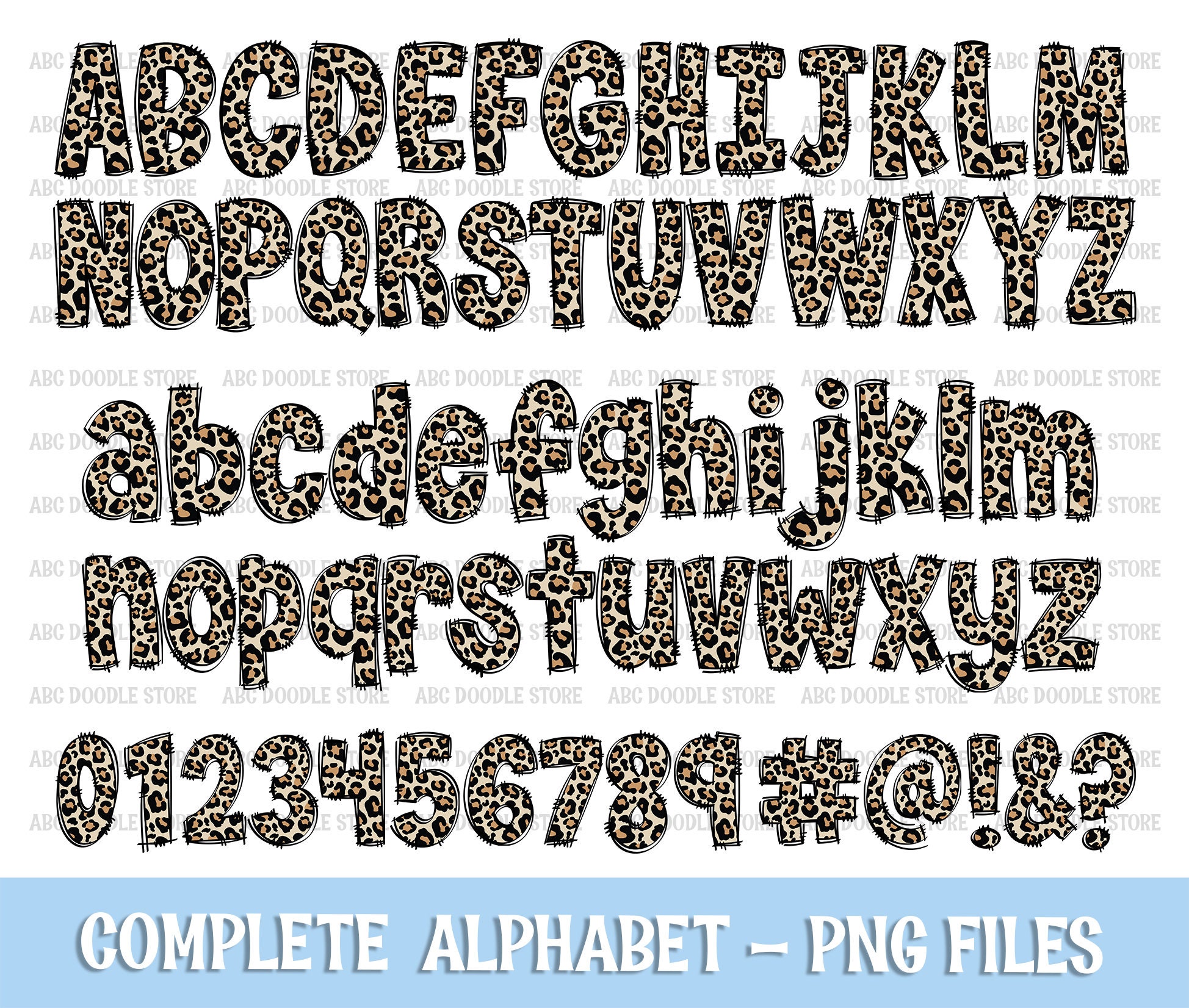 Leopard Alphabet Doodle Set PNG, Leopard Print Doodle Letters, Doodle ...