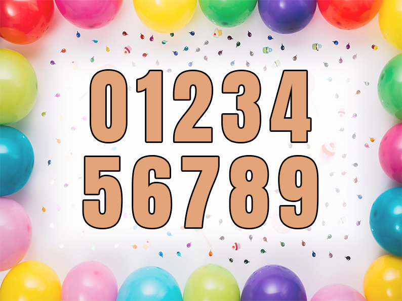 6ft, 5ft, 4ft, 3ft, 2ft Mosaic, All 0-9 Numbers Mosaic Balloons ...