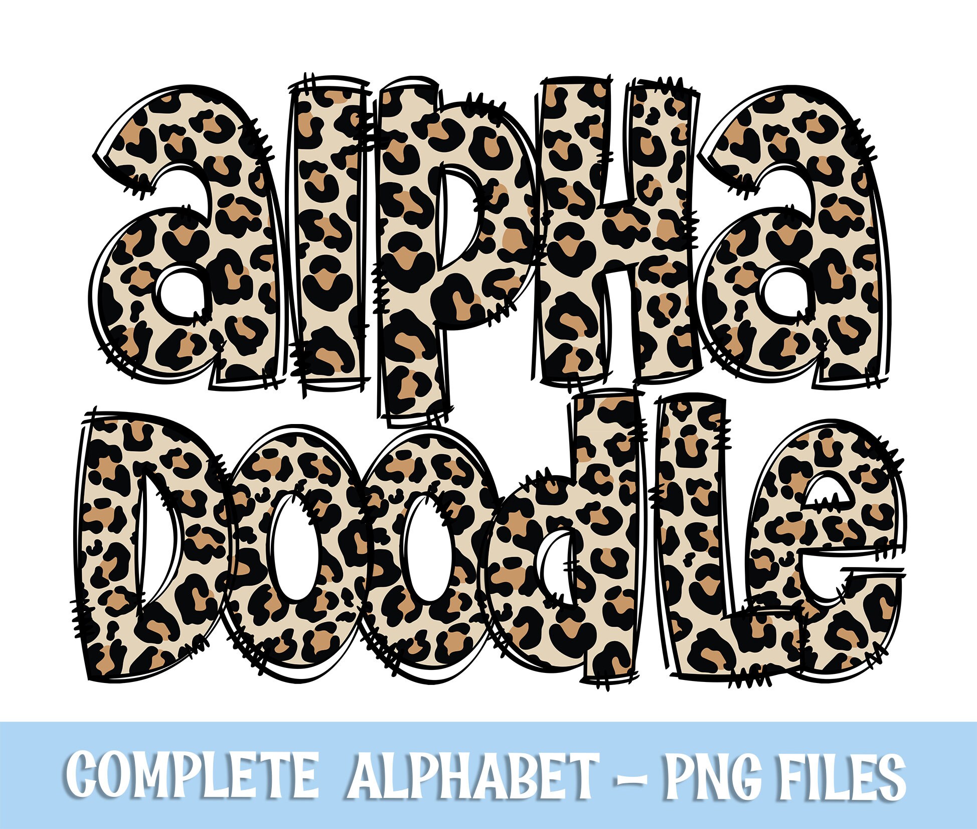 Leopard Alphabet Doodle Set PNG, Leopard Print Doodle Letters, Doodle ...