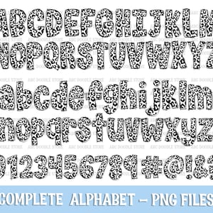 Leopard Alphabet Doodle Set PNG, Black and White Leopard Doodle Letters ...