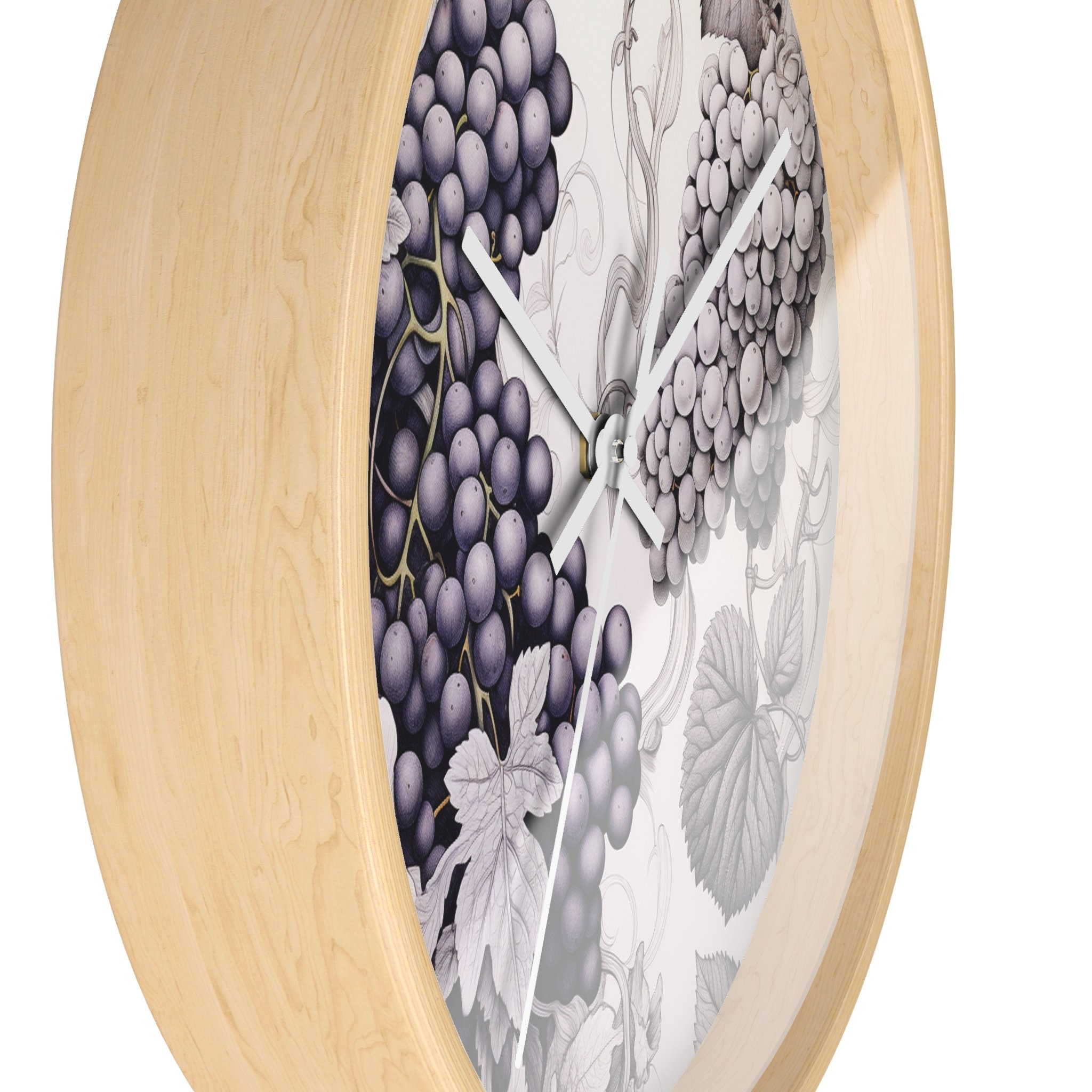 Floral Grape Vine Wooden Glass Face Wall Clock - Etsy