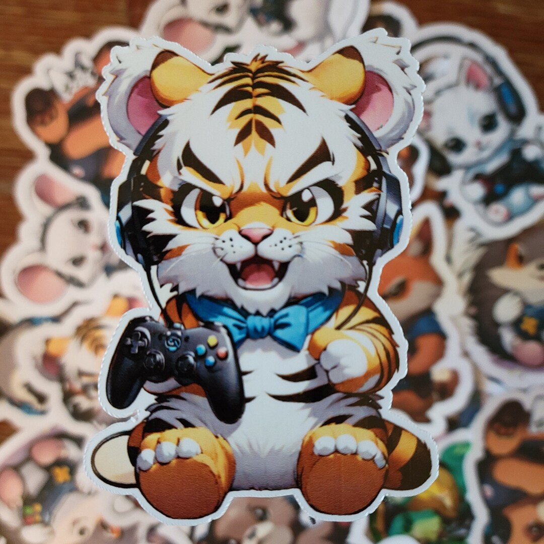 Waterproof Tiger Gaming Sticker for Water Bottles, Laptops, and More - Etsy