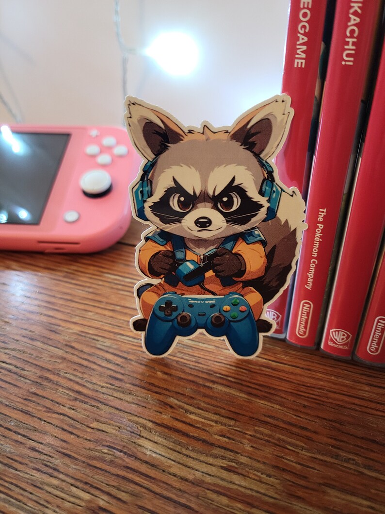 Raccoon Gamer Sticker Gaming Decal Raccoon Sticker Rocket the Raccoon ...