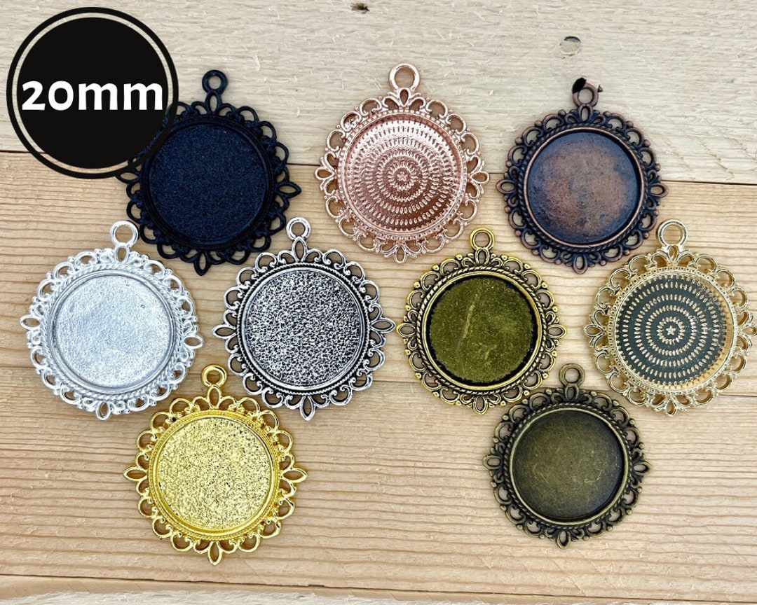 20mm Pendant Setting Round Lace Cabochon Bezel Tray - Etsy