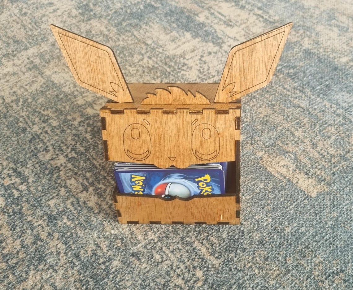 Card Storage Pokemon Box, Eevee Box Laser Cut File . Pokemon Card ...
