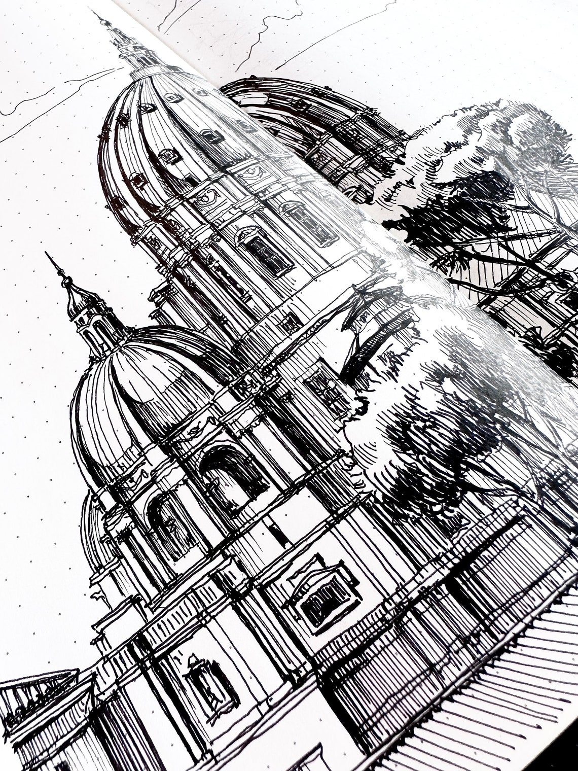 St. Peter's Basilica, Vatican Hand Drawn Sketch Digital Printable ...