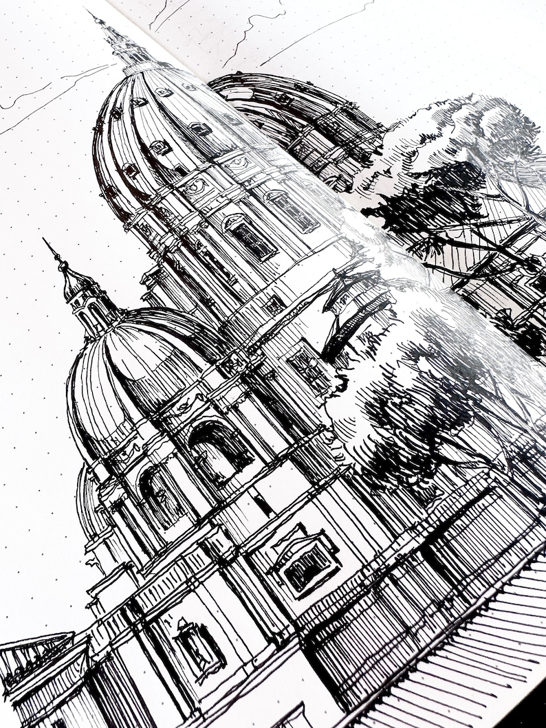 St. Peter's Basilica, Vatican Hand Drawn Sketch Digital Printable ...