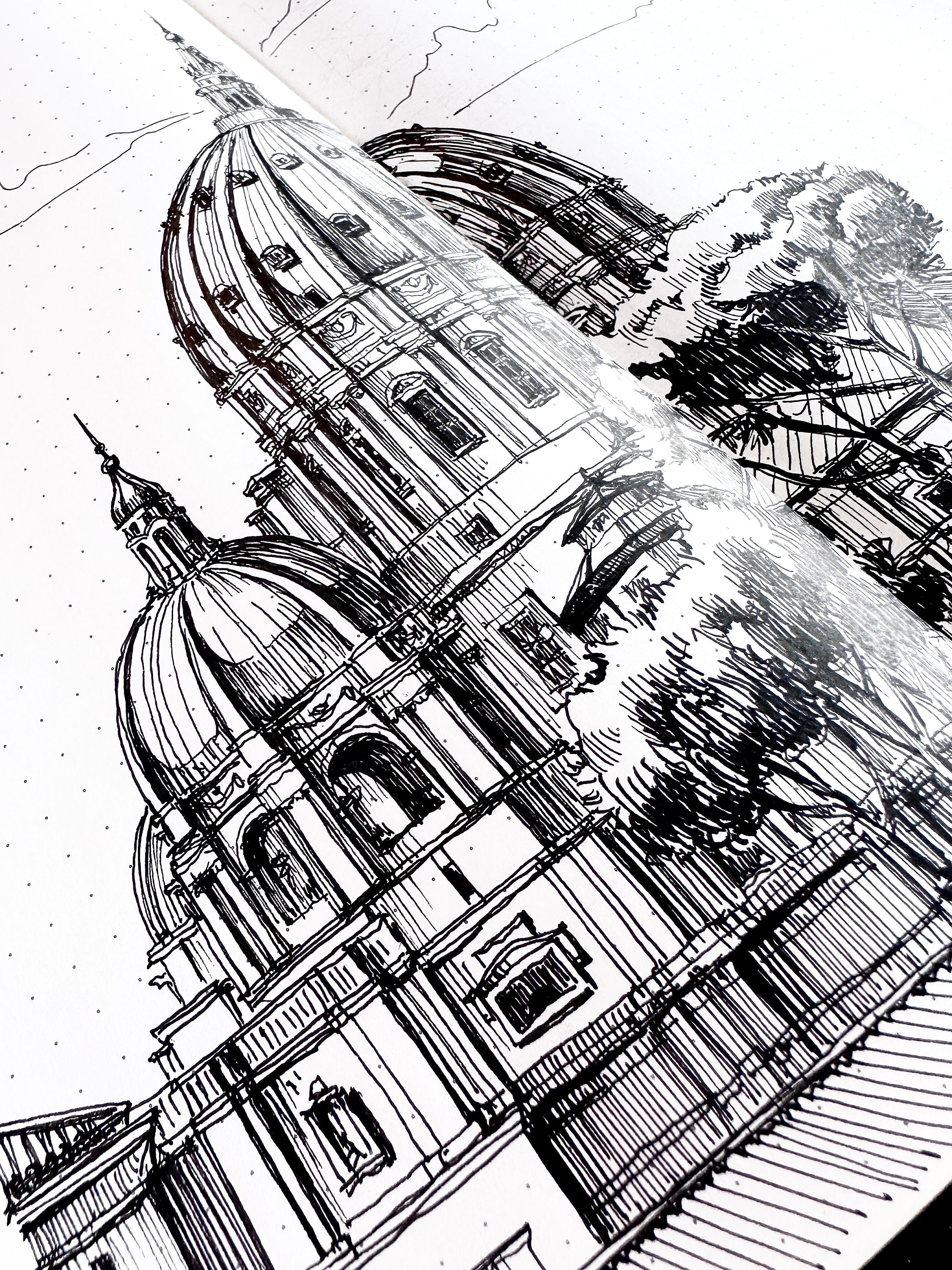 St. Peter's Basilica, Vatican Hand Drawn Sketch Digital Printable ...