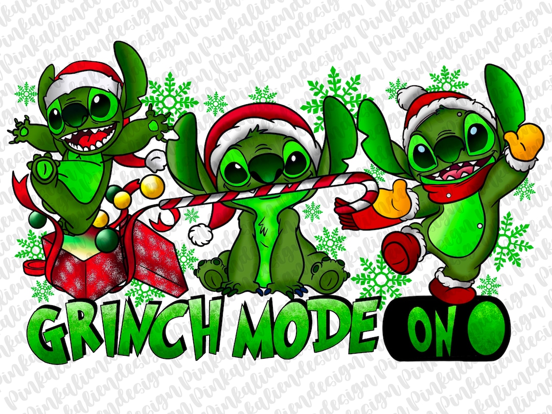 Grinch Mood on Png,christmas Stitch Png, Stitch Png, Santa Stitch ...
