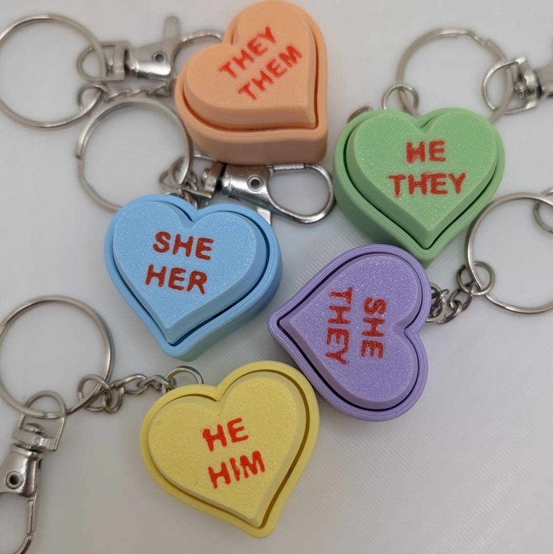 Fidget Pronouns Conversation Heart Valentine's Day Clicker Mechanical ...