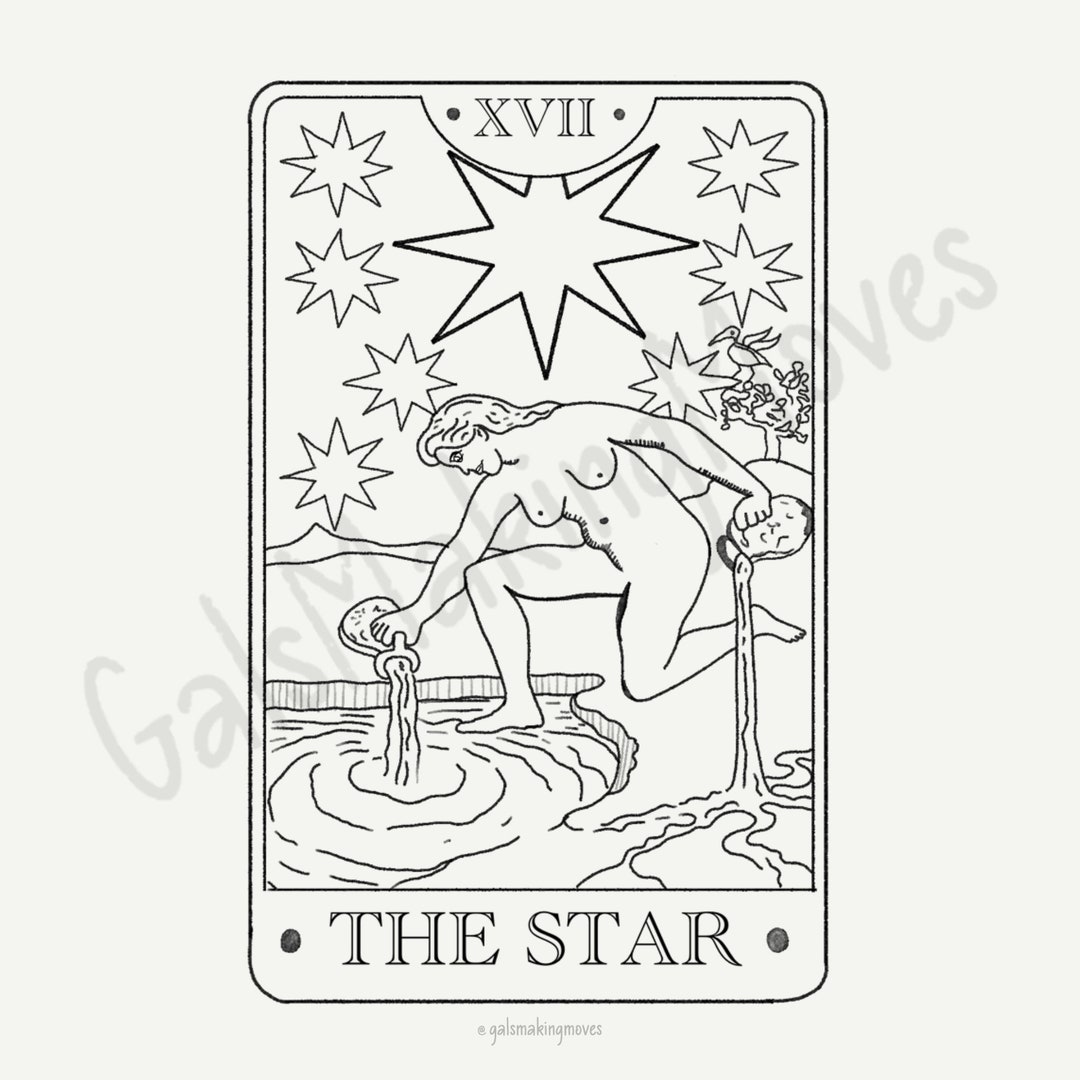 Tarot Card Print the Star Outline Tarot Card Zodiac Signs PDF/ Poster ...