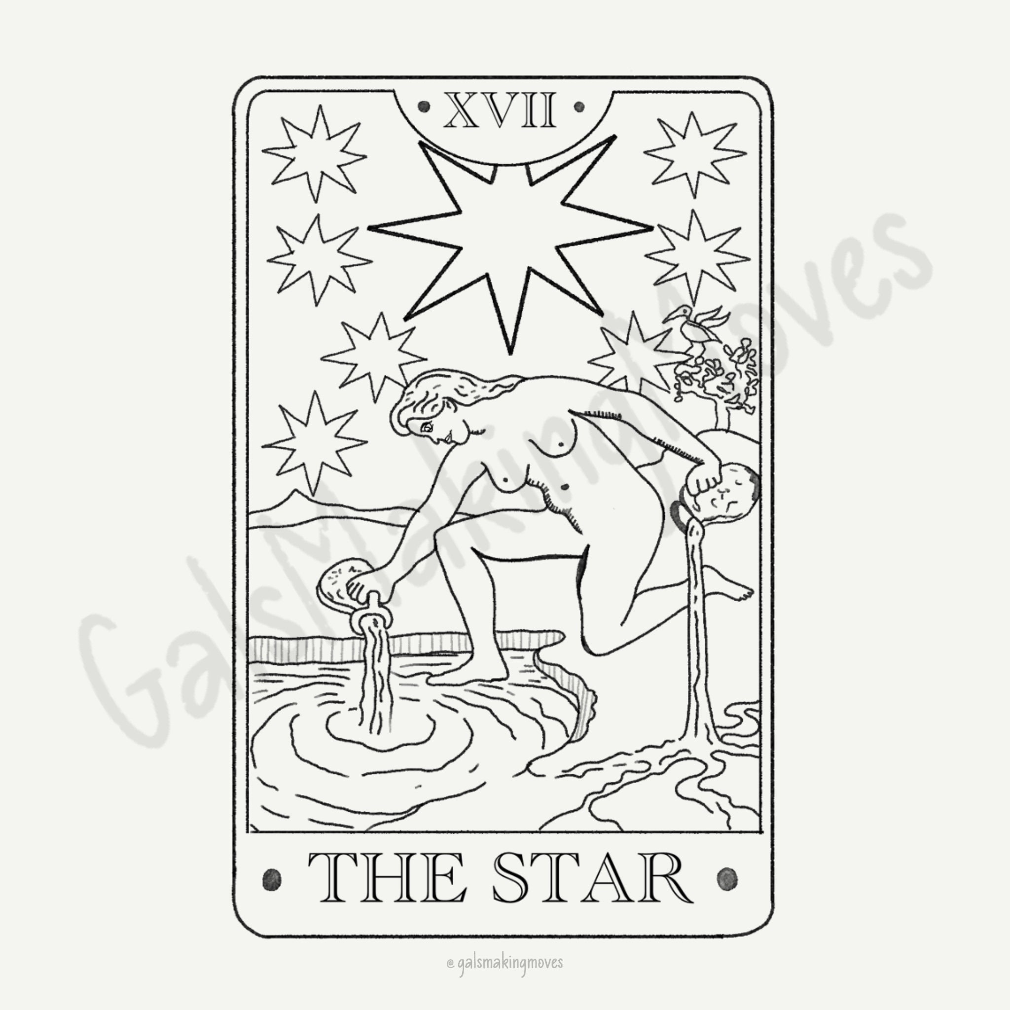 Tarot Card Print the Star Outline Tarot Card Zodiac Signs PDF/ Poster ...
