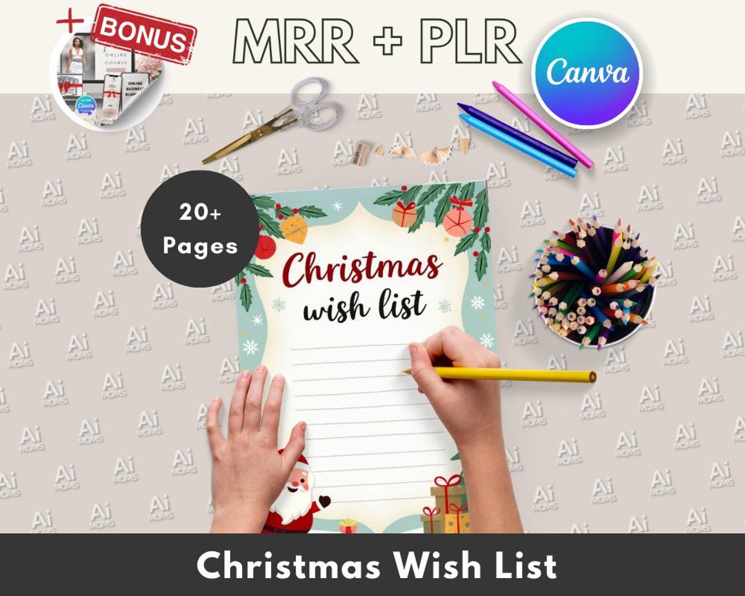 Kids Christmas Wish List Canva Template: Editable Letter to Santa (MRR ...