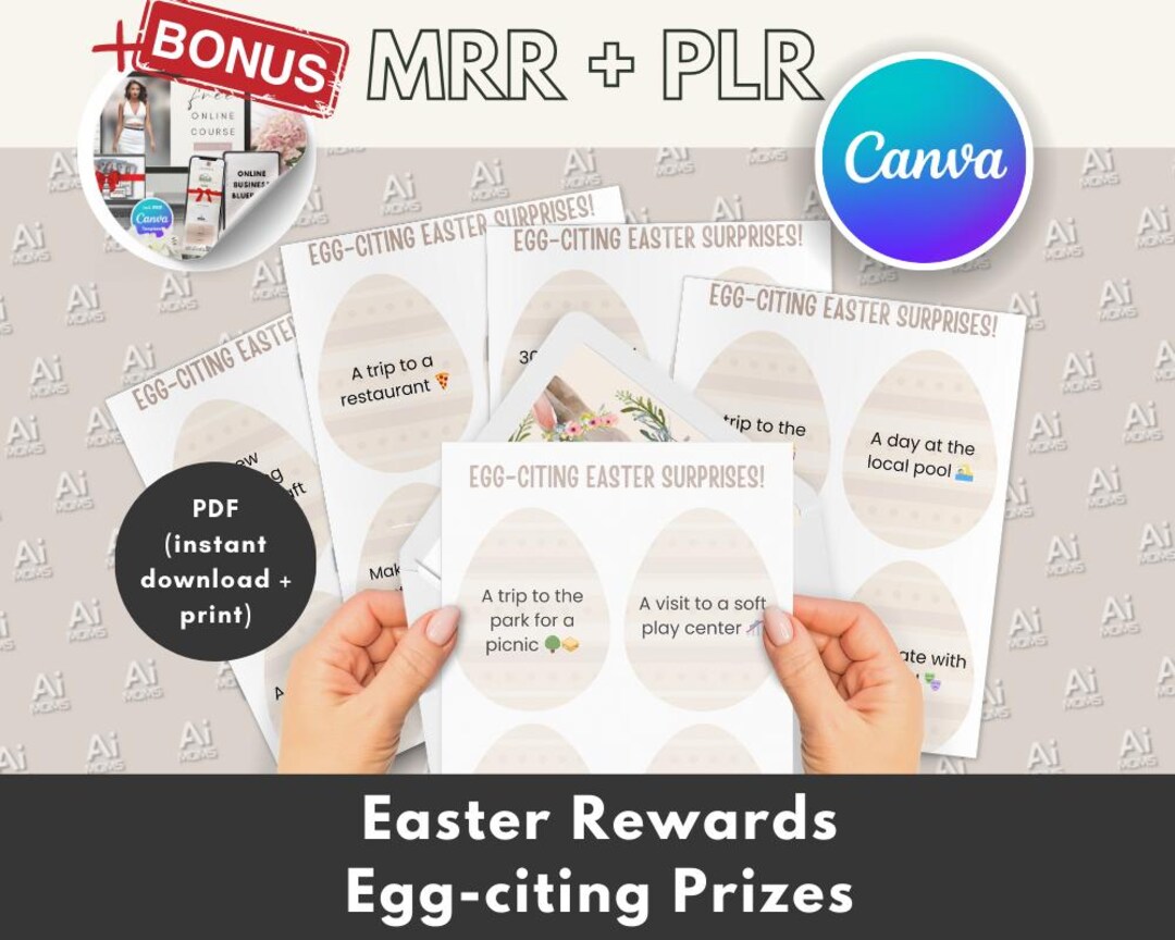 Easter Reward Cards Canva Template: Resell Rights, Kids Easter Prizes ...