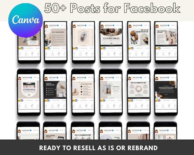 50+ Canva Facebook Post Templates: MRR PLR Resell Rights - Etsy