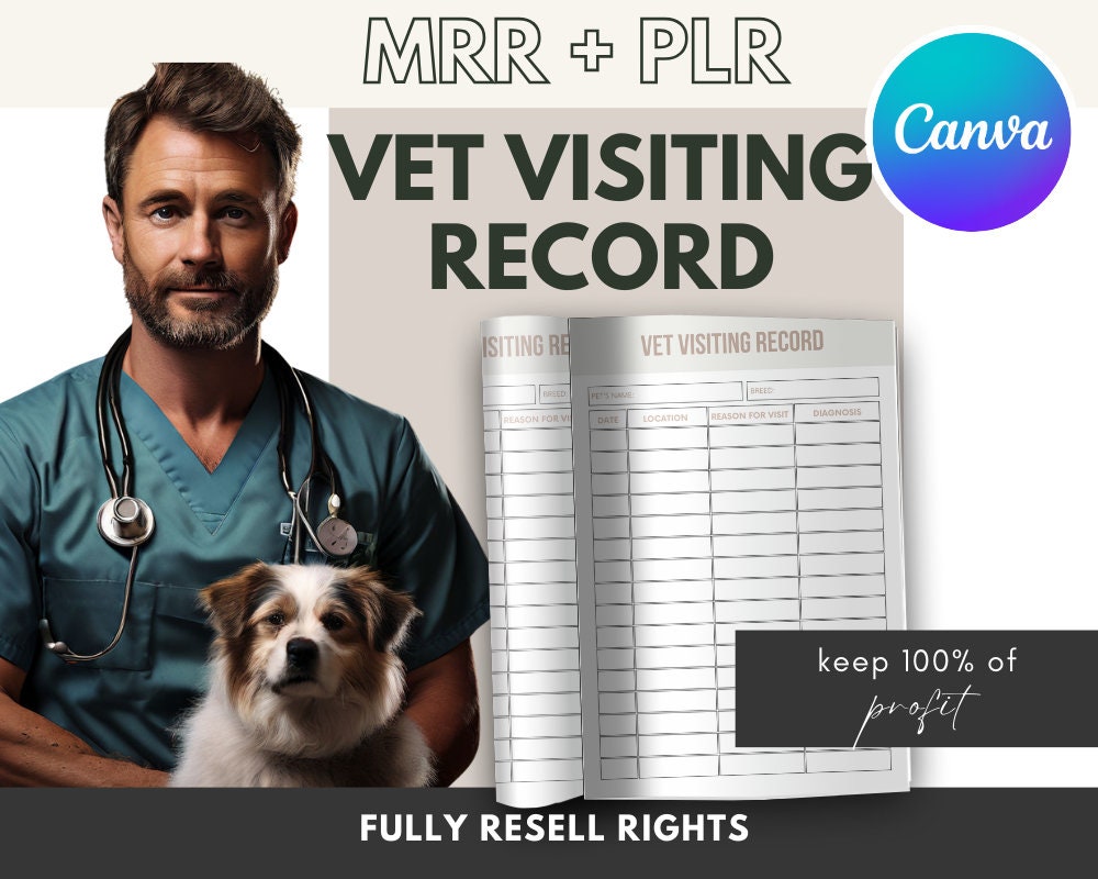 Editable Vet Visiting Record | Vet Appointment Tracker Canva Template ...