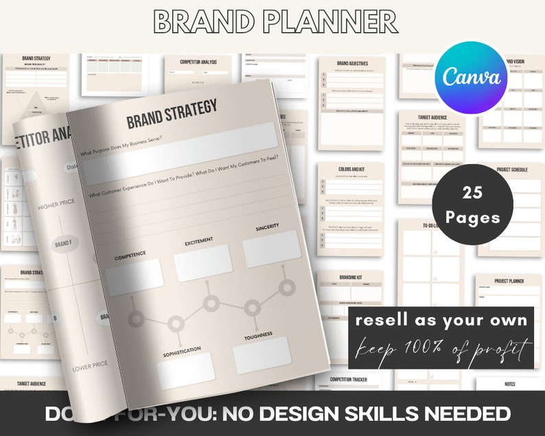 Branding Planner Workbook: Canva Template With Resell Rights (25 Pages ...